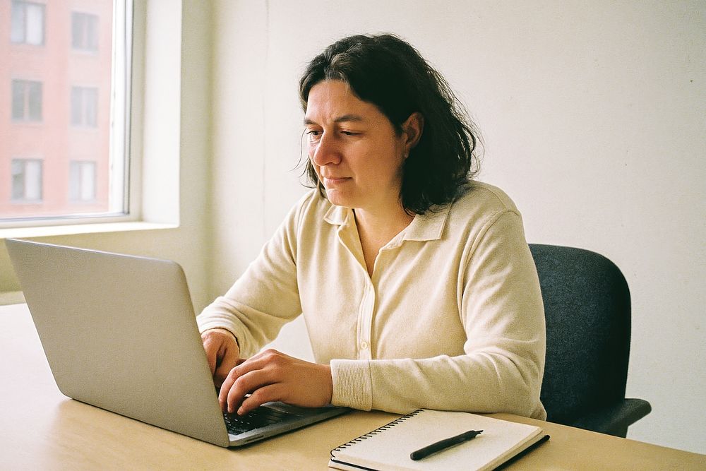 Focused woman working laptop | Free Photo - rawpixel