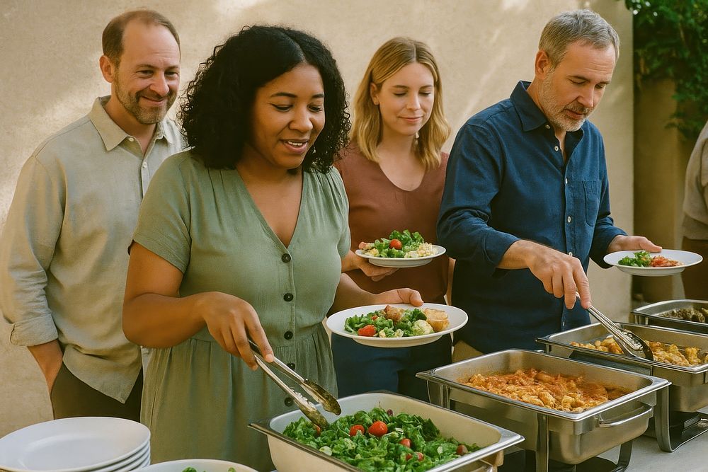 Group enjoying buffet meal. | Free Photo - rawpixel
