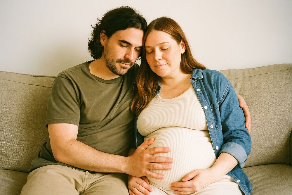 Expectant couple embracing peacefully. | Free Photo - rawpixel