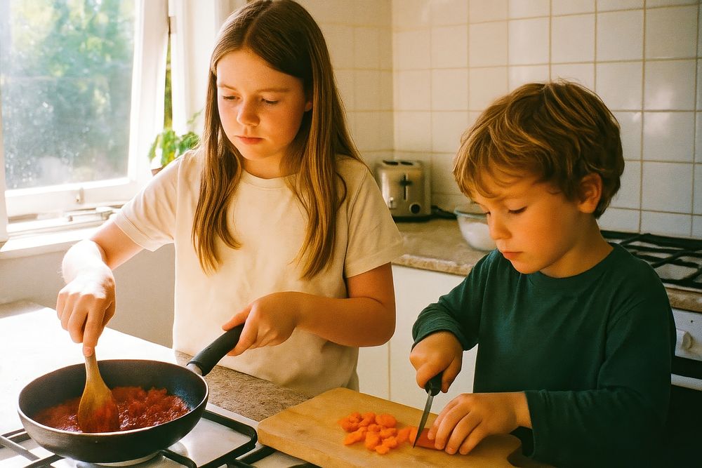 Children cooking together happily. | Free Photo - rawpixel