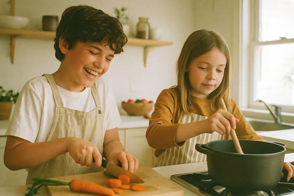 Children cooking together happily. | Free Photo - rawpixel