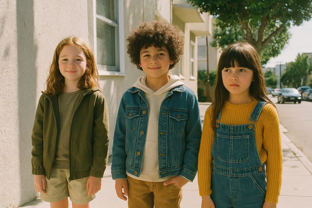 Three children standing outside | Free Photo - rawpixel