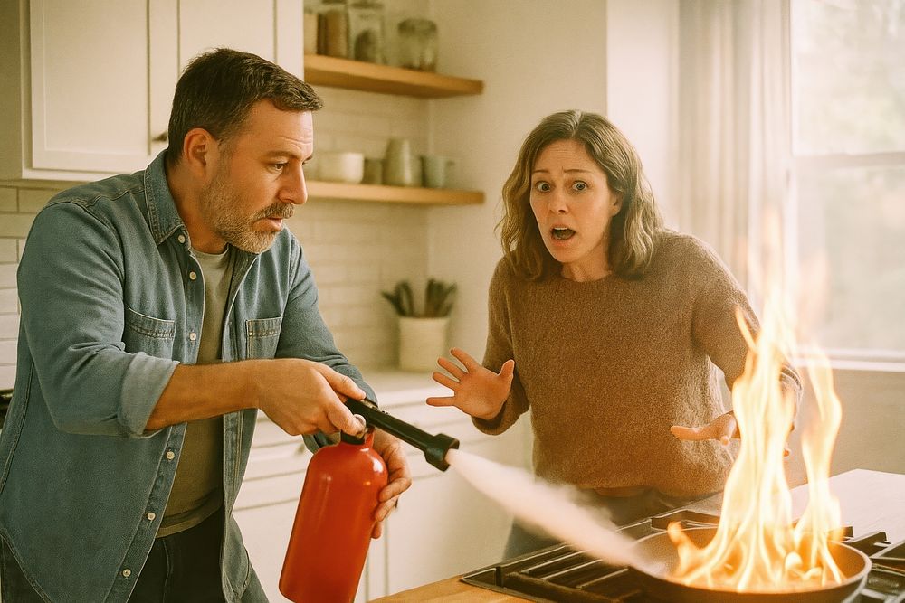 Emergency kitchen fire safety action. | Free Photo - rawpixel