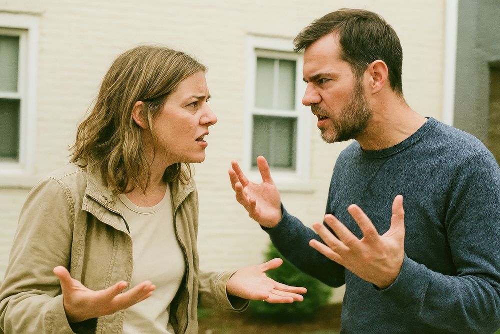 Couple arguing outside building. | Free Photo - rawpixel