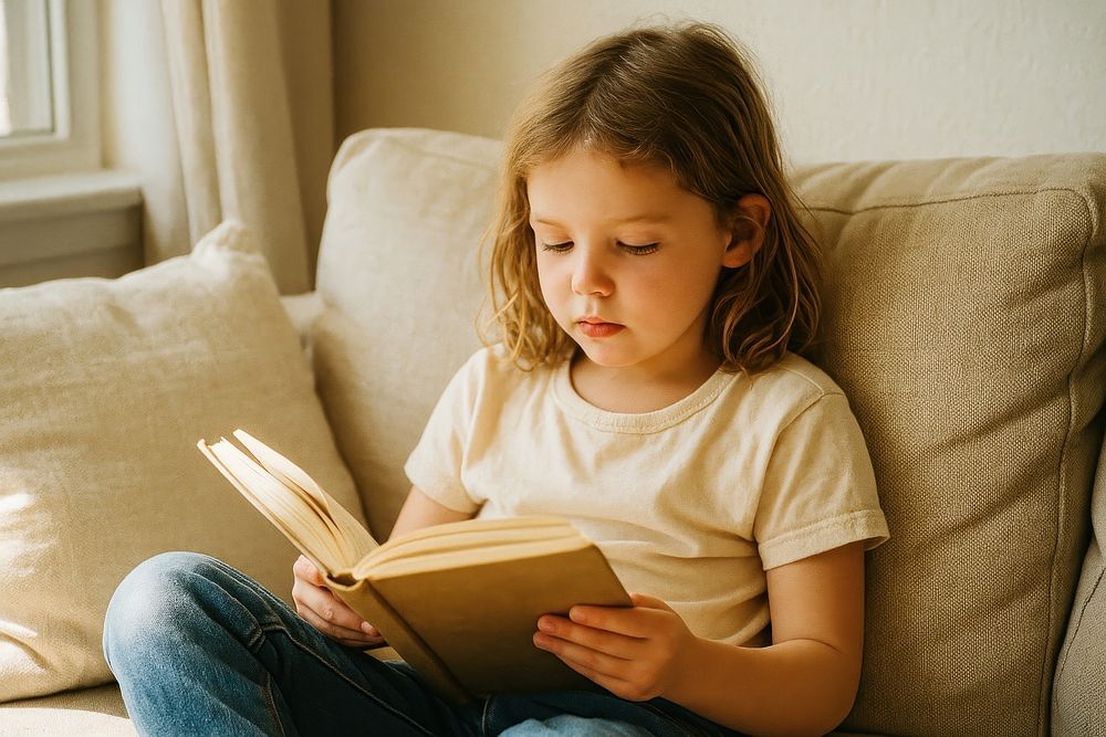 Child reading book indoors peacefully. | Free Photo - rawpixel