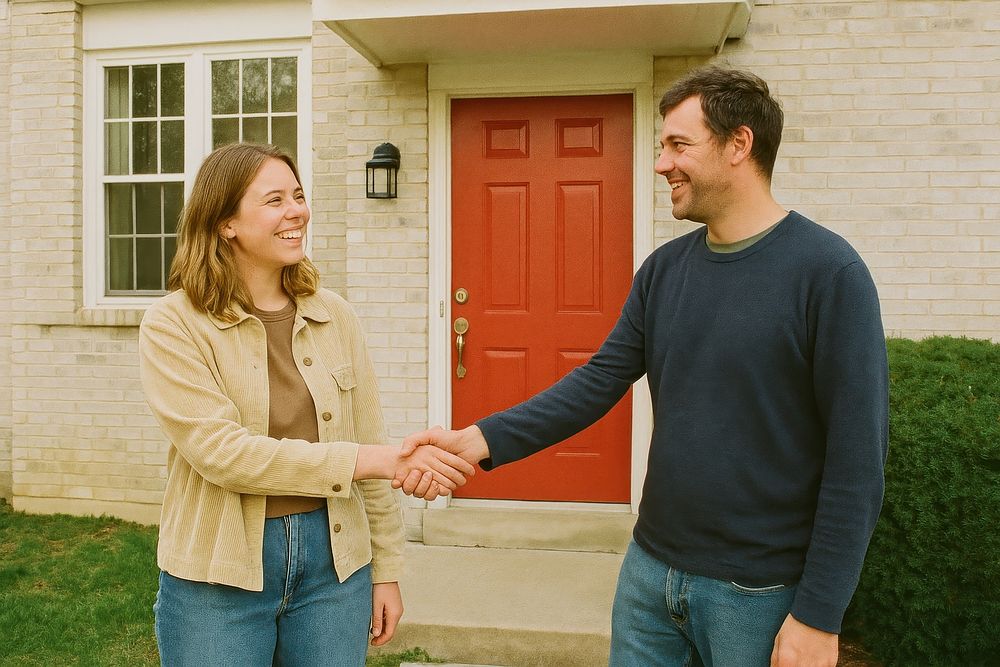 Friendly handshake outside home | Free Photo - rawpixel