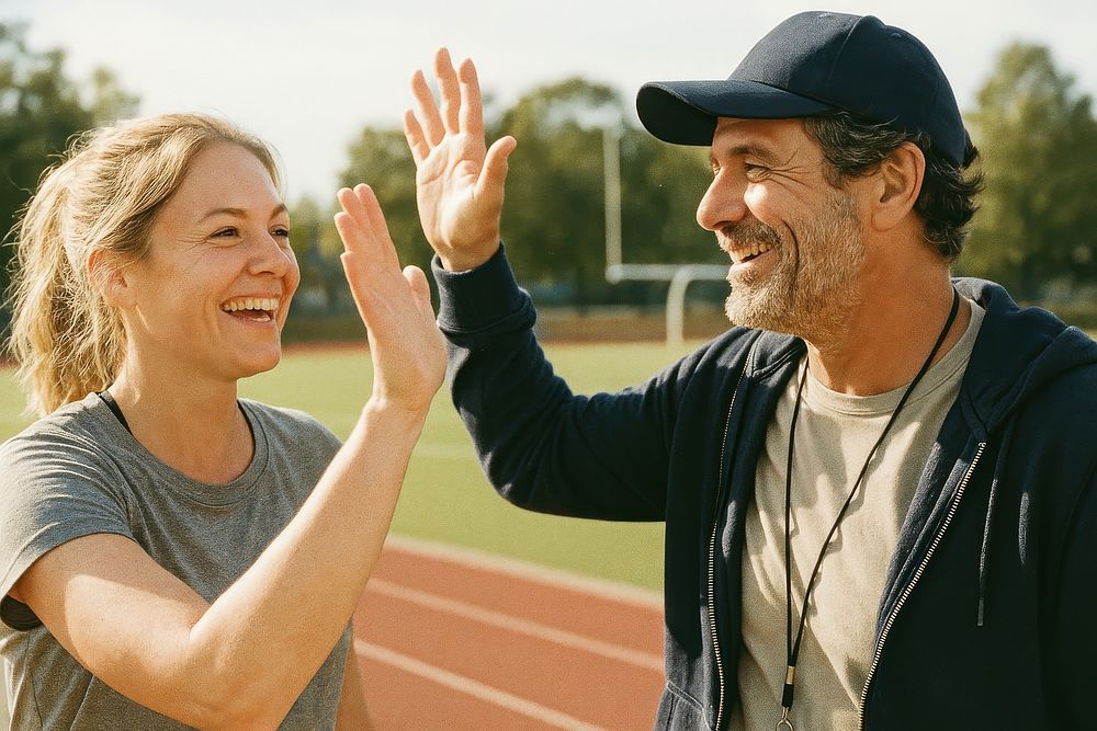 Joyful athletic high-five moment | Free Photo - rawpixel