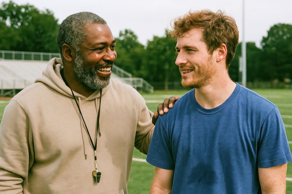 Coach and player bonding outdoors. | Free Photo - rawpixel