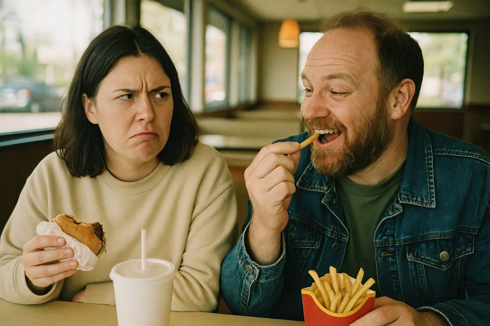 Humorous fast food dining scene | Free Photo - rawpixel