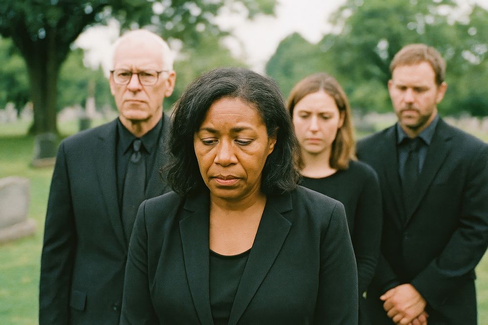 Somber group at outdoor funeral | Free Photo - rawpixel