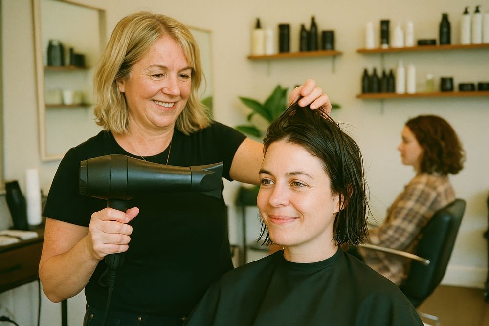 Hair salon stylist drying hair | Free Photo - rawpixel