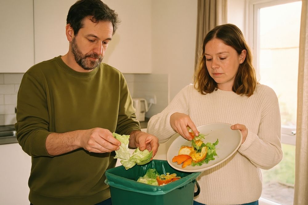 Couple composting kitchen waste. | Free Photo - rawpixel