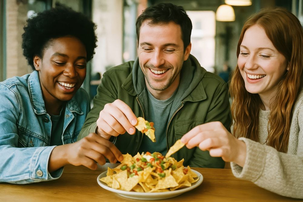 Friends enjoying nachos together. | Free Photo - rawpixel