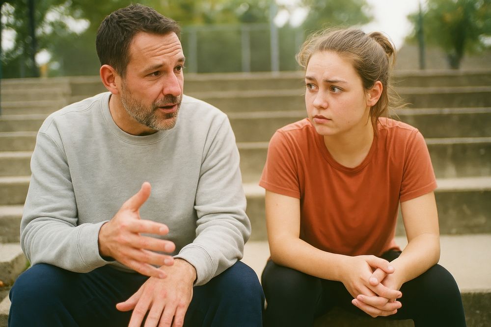 Outdoor conversation between two people. | Free Photo - rawpixel