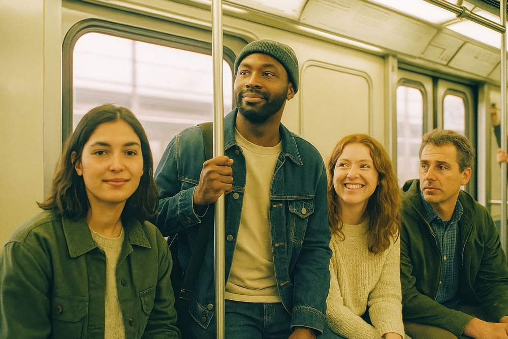 Diverse subway commuters smiling | Free Photo - rawpixel