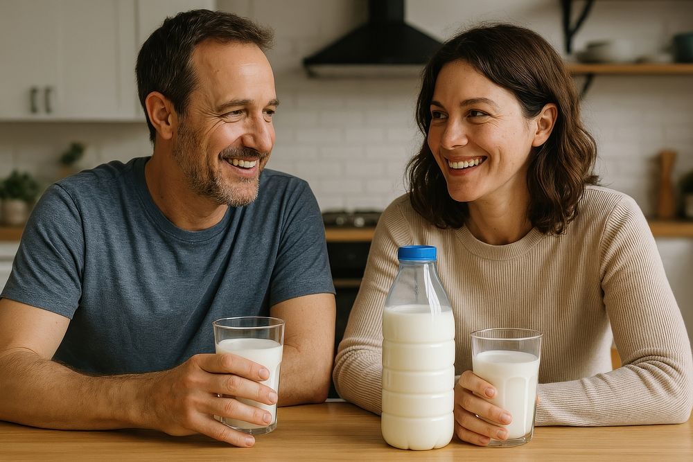 Happy couple enjoying milk together. | Free Photo - rawpixel