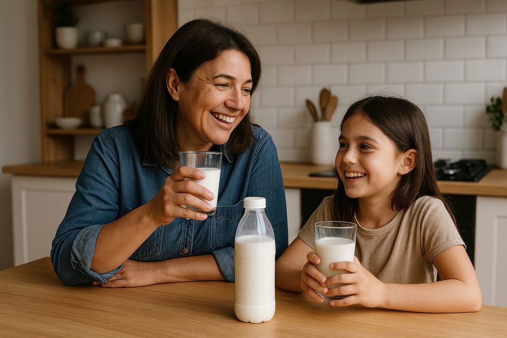 Mother daughter enjoying milk together. | Free Photo - rawpixel