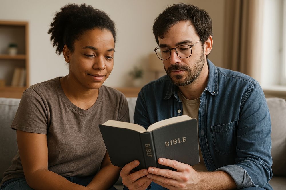 Couple reading Bible together. | Free Photo - rawpixel