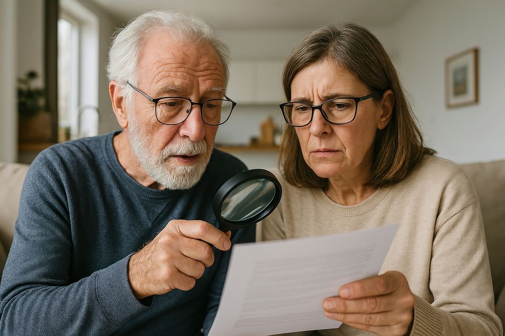 Elderly couple reading document. | Free Photo - rawpixel