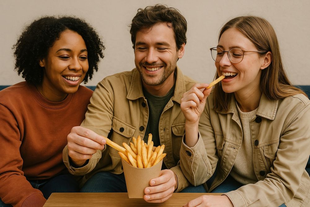 Friends enjoying crispy fries together | Free Photo - rawpixel