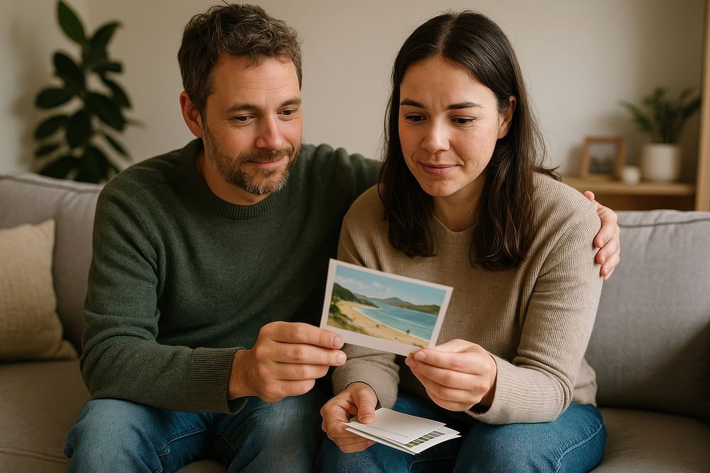 Couple reminiscing with photographs. | Free Photo - rawpixel