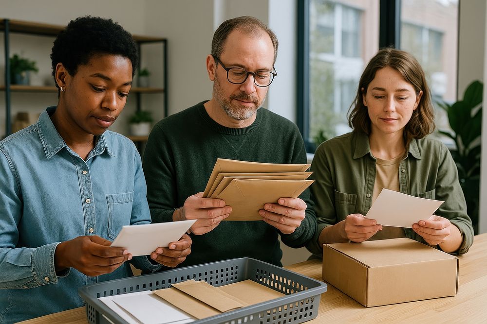 Team sorting mail together. | Free Photo - rawpixel