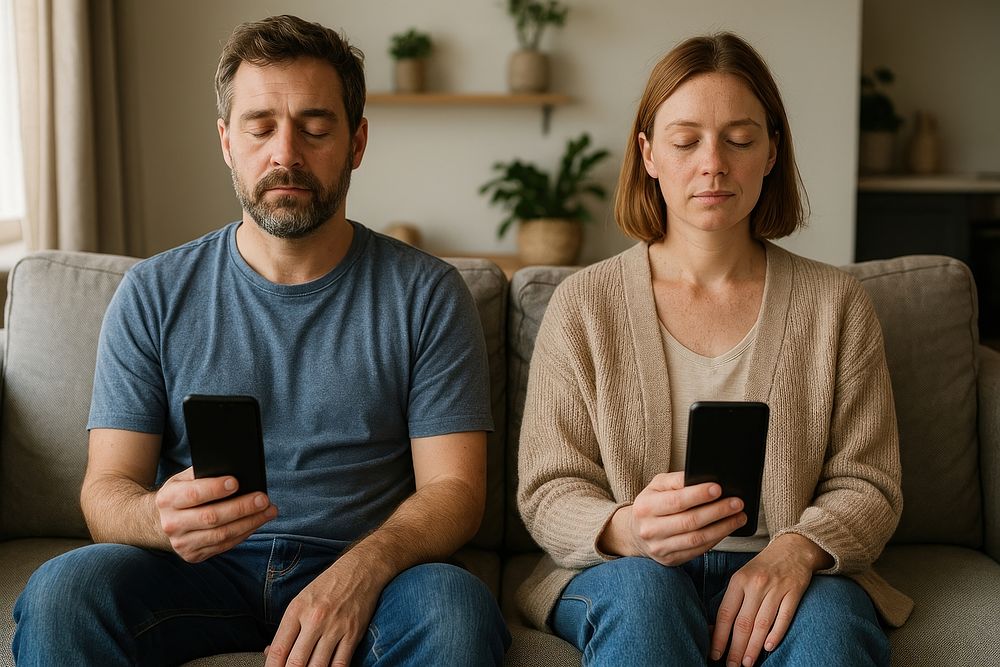 Disconnected couple using smartphones. | Free Photo - rawpixel