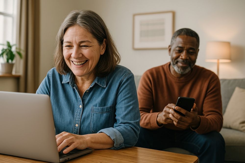 Happy seniors using technology together. | Free Photo - rawpixel