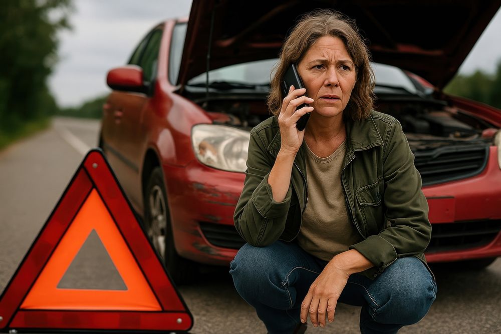 Woman stranded car roadside assistance | Free Photo - rawpixel