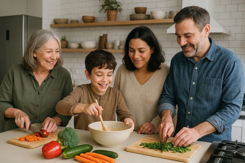 Family cooking together happily. | Free Photo - rawpixel