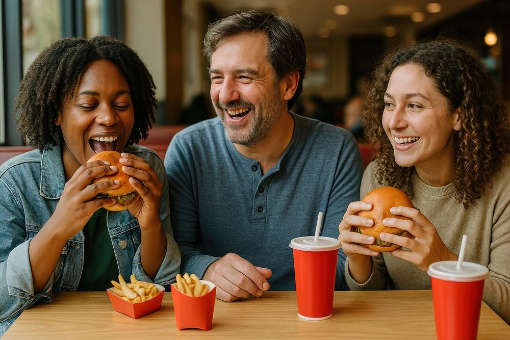 Friends enjoying burgers together | Free Photo - rawpixel