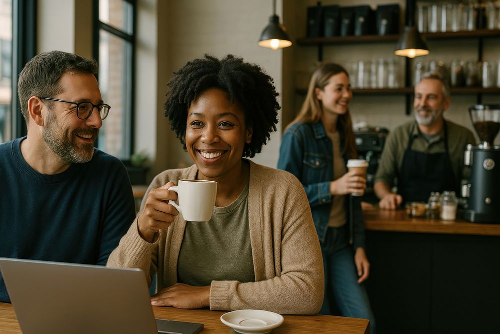 Happy coffee shop conversation | Free Photo - rawpixel