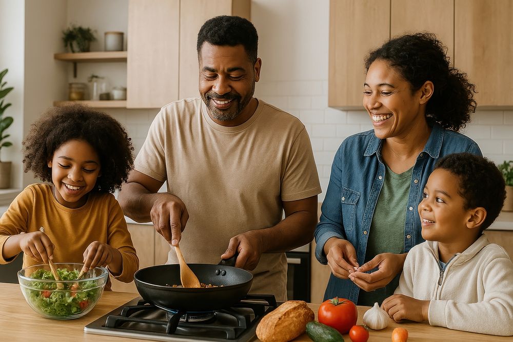 Family cooking together happily. | Free Photo - rawpixel