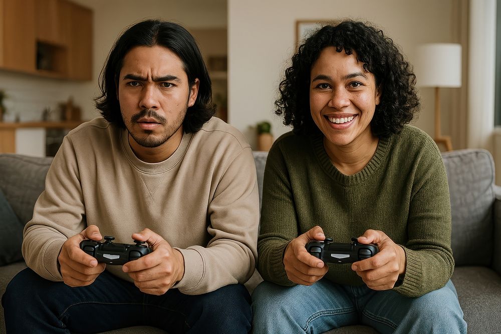 Couple gaming fun together. | Free Photo - rawpixel