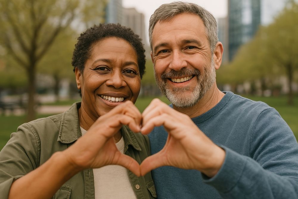 Happy couple making heart | Free Photo - rawpixel