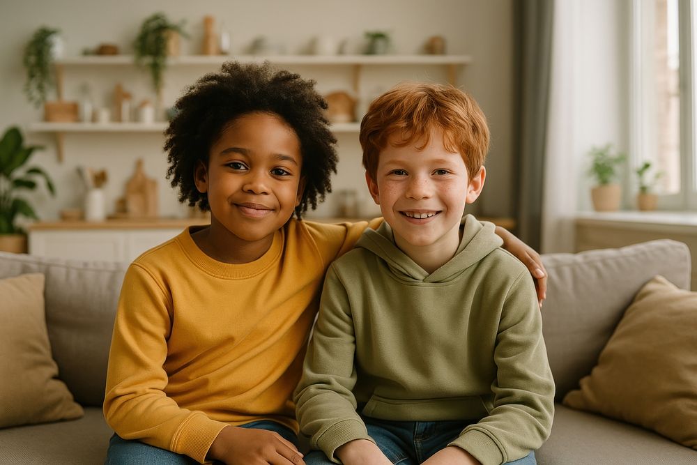 Happy kids sitting together smiling | Free Photo - rawpixel