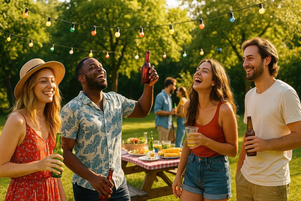 Friends enjoying outdoor summer party. | Free Photo - rawpixel