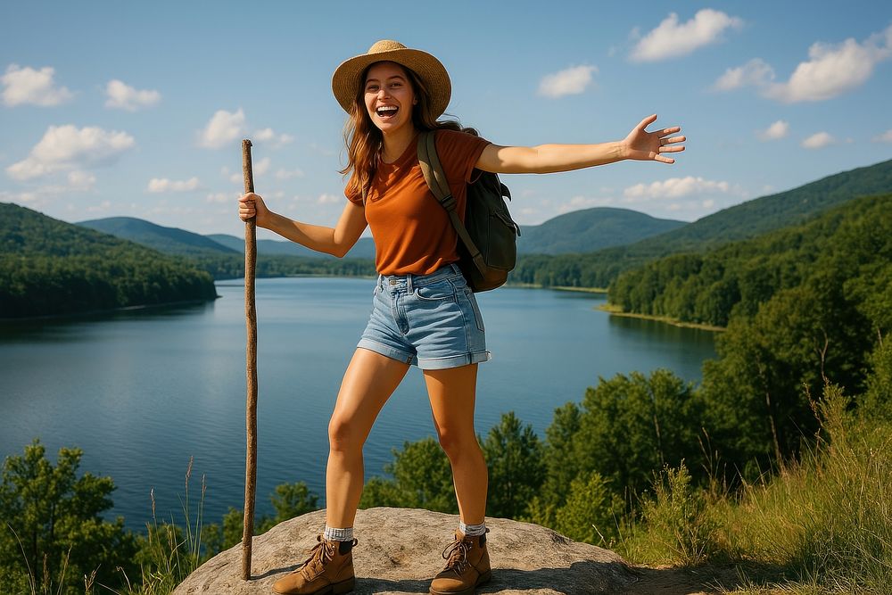 Joyful hiker exploring nature. | Free Photo - rawpixel
