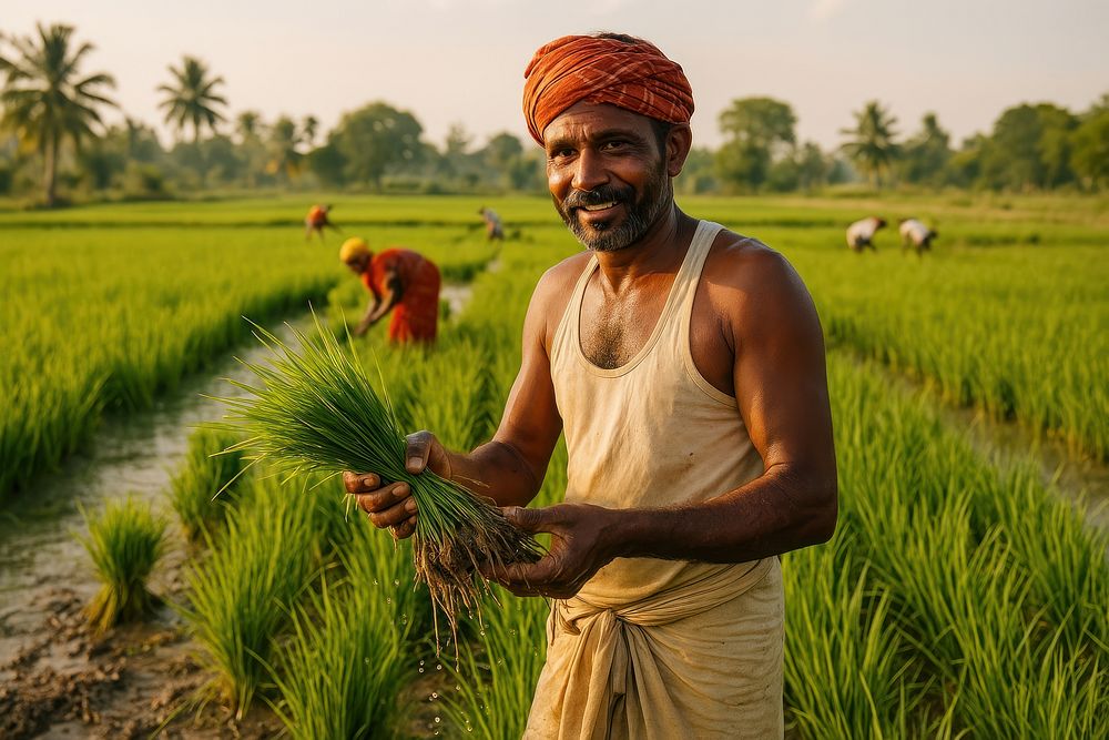 Farmer holding rice plants. | Free Photo - rawpixel