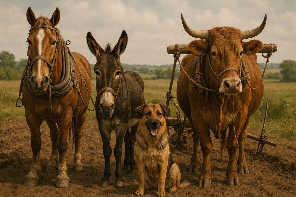 Farm animals together in field | Free Photo - rawpixel