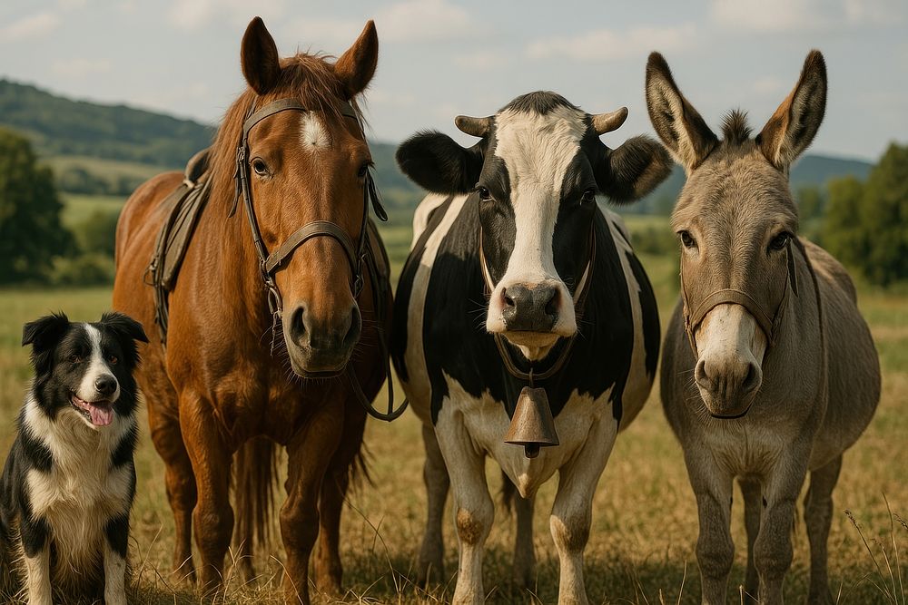 Farm animals in pastoral landscape. | Free Photo - rawpixel
