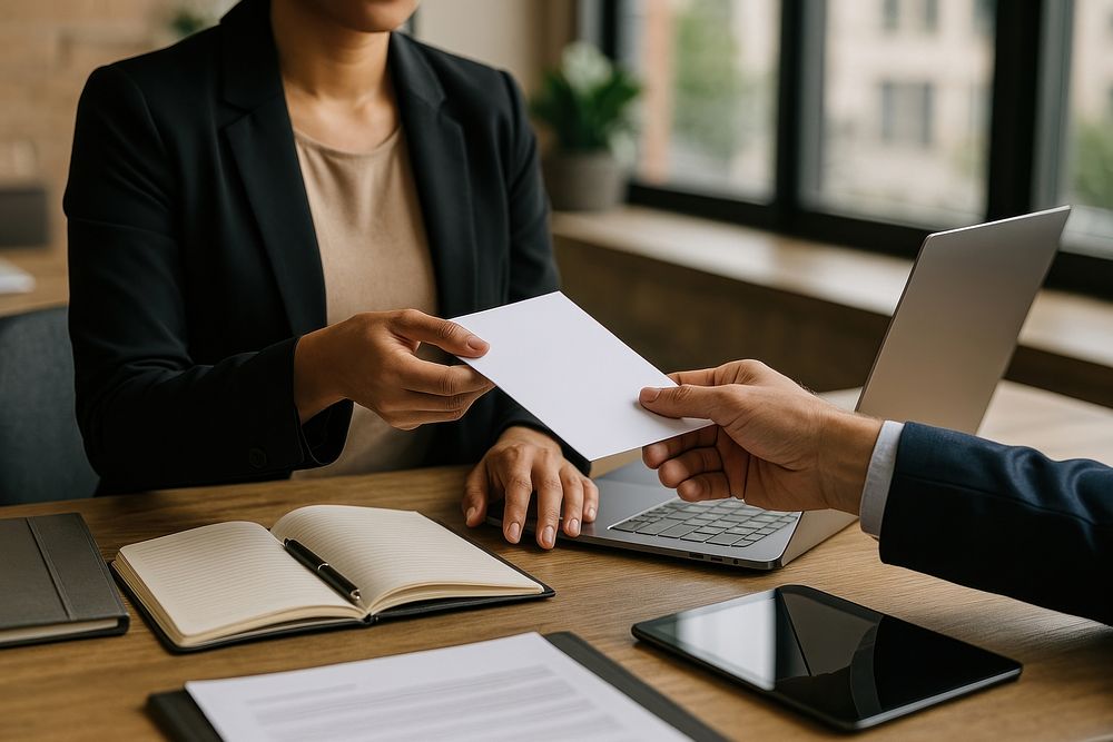 Business meeting document exchange | Free Photo - rawpixel