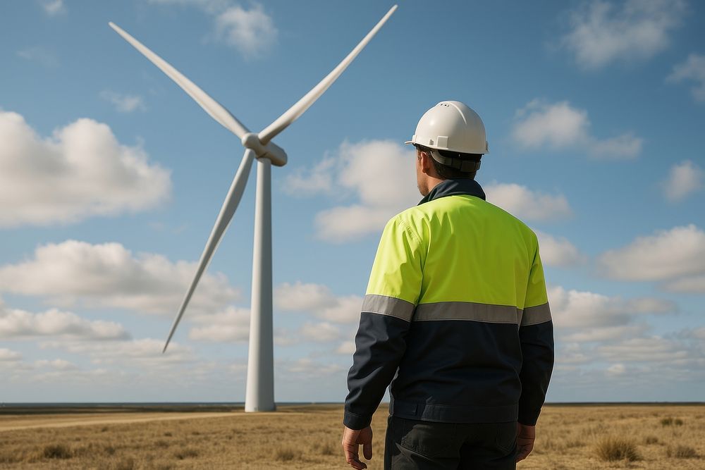 Engineer observing wind turbine. | Free Photo - rawpixel