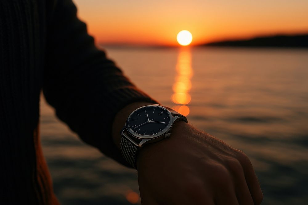 Sunset watch by ocean | Free Photo - rawpixel