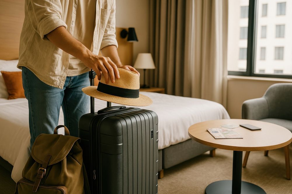 Traveler packing hotel room essentials. | Free Photo - rawpixel