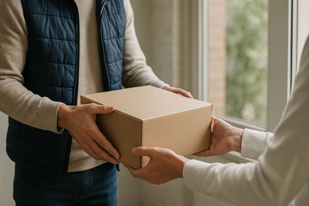 Package delivery exchange scene. | Free Photo - rawpixel