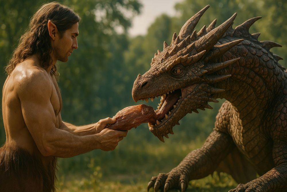 Fantasy creature bonding scene | Free Photo - rawpixel