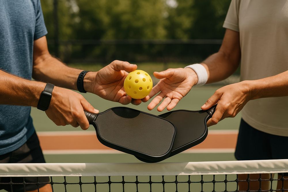 Pickleball players exchanging equipment | Free Photo - rawpixel