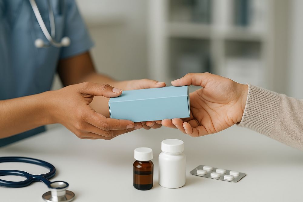 Healthcare professional handing medication. | Free Photo - rawpixel