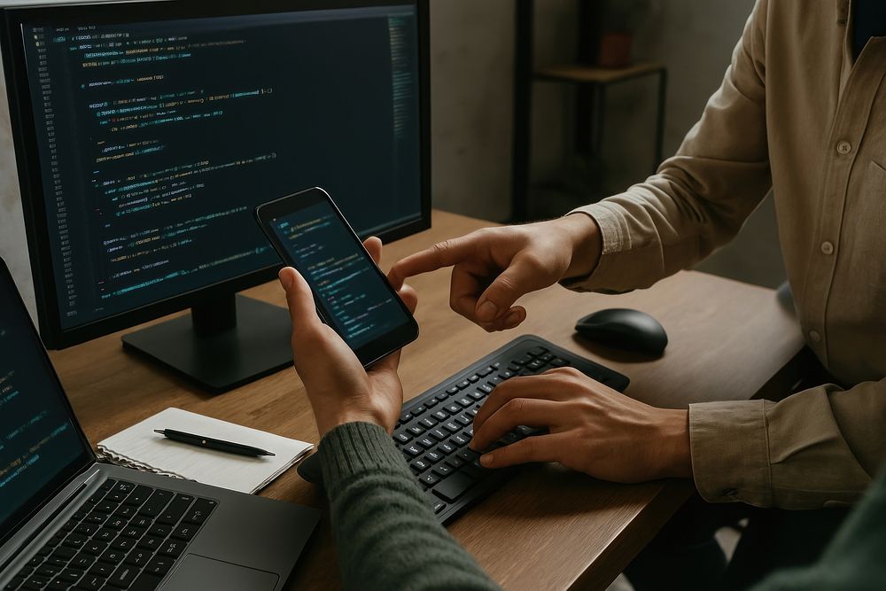 Collaborative Coding On Multiple Devices Free Photo Rawpixel